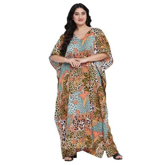 Gypsie Blu | Kaftans | Gypsie Blu Women Leopard Print Polyester Vneck ...